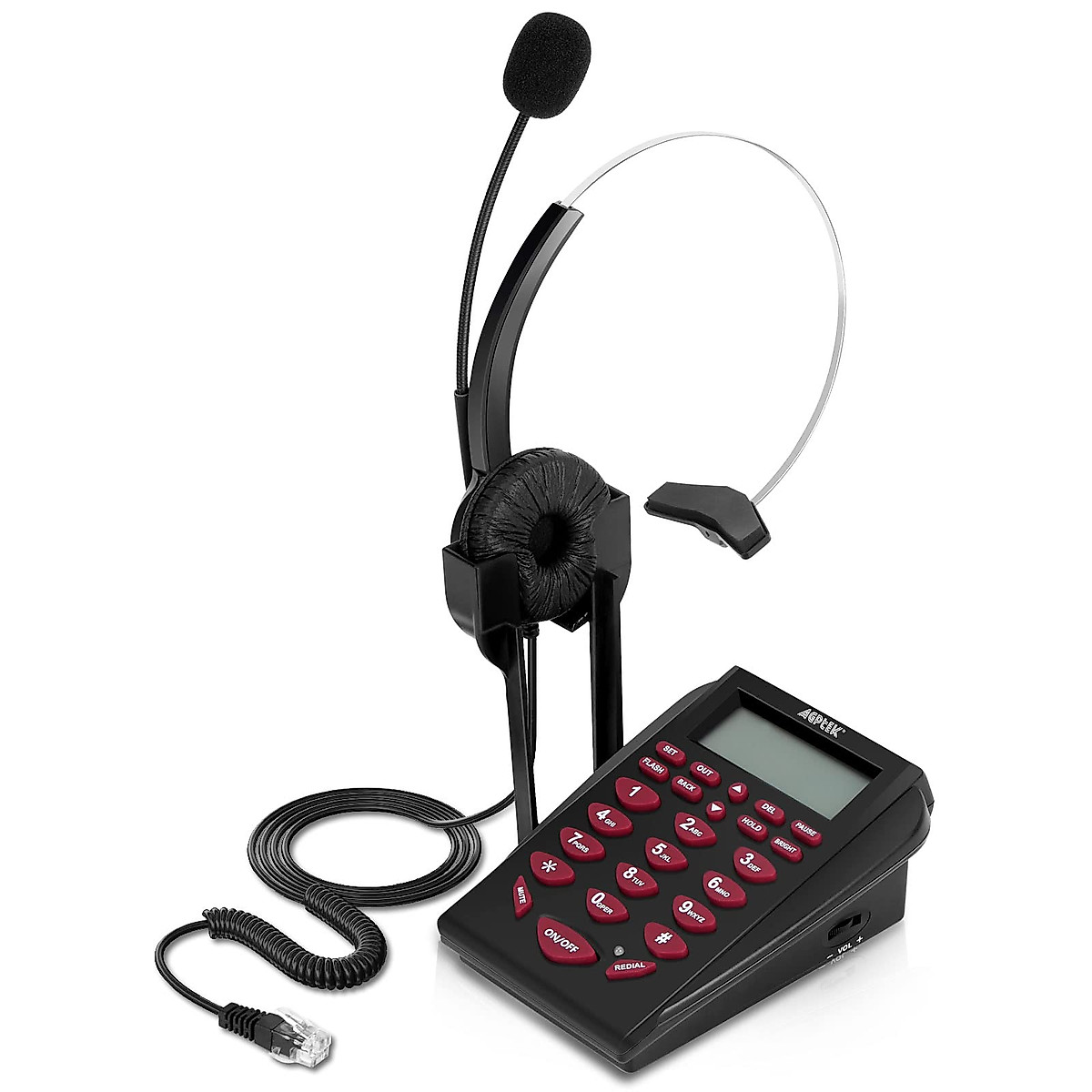 AGPTEK Corded Telephone with Headset & Dialpad for House Call Center Office - Noise Cancellation
