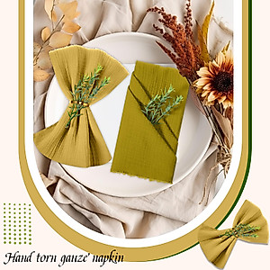 12 Pack Handmade Cloth Napkins with Fringe 100% Cotton Linen Napkins 16"x16" Rustic Cheesecloth Cloth Napkins for Wedding Party(Yellow Series)