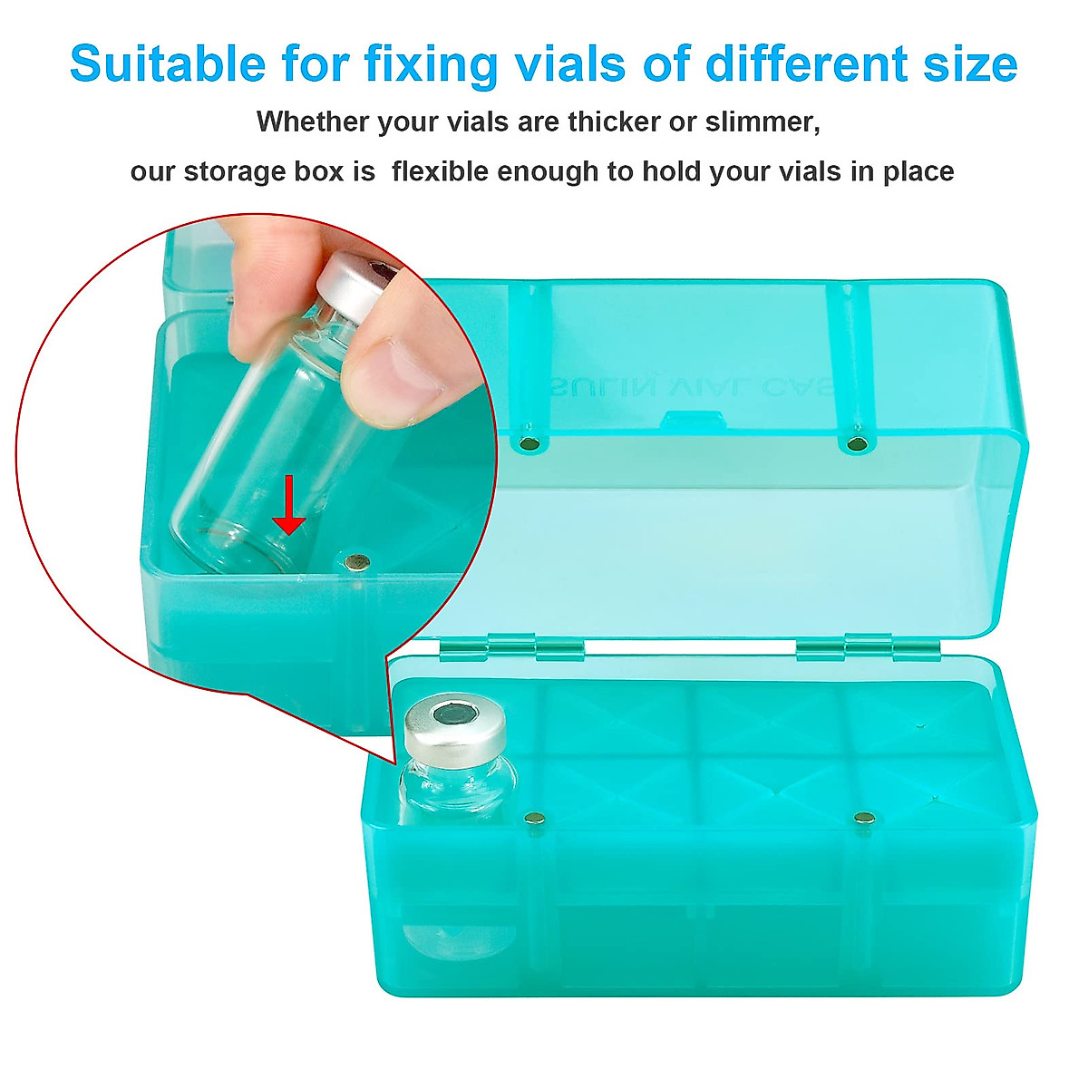 Healvaluefit 8-Holes Medication Vial Storage Box for Fridge, Insulin Vial Holder Organizer Case Fits Various 5ml-15ml Injectable Medicines Vials - Green