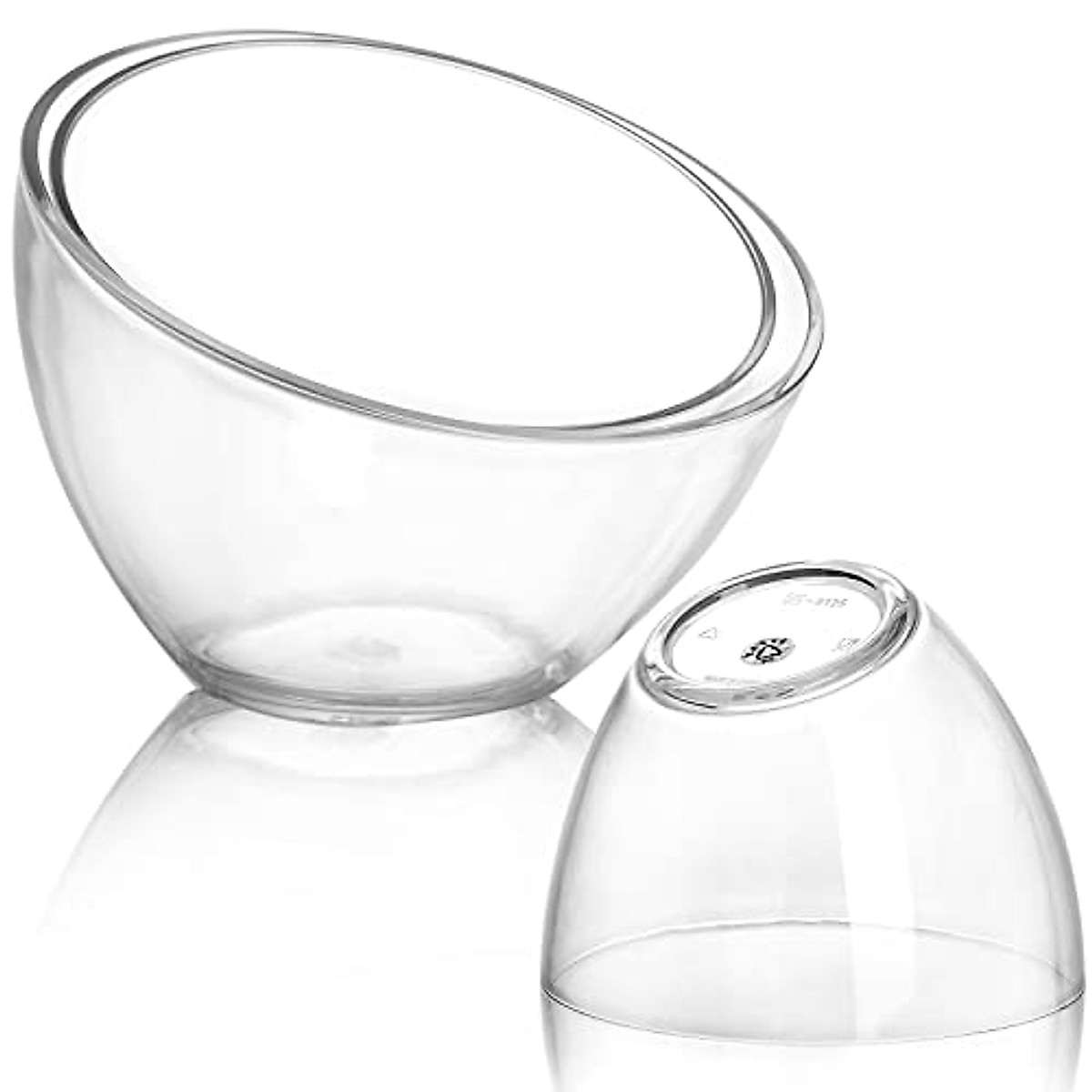 Lyellfe 3 Pack Angled Plastic Bowls, Clear Salad Serving Bowls, Thick Acrylic Candy Bowls for Parties in Assorted Sizes, Snack Bowl for Pasta, Candy, Chips, Fruit, Prep