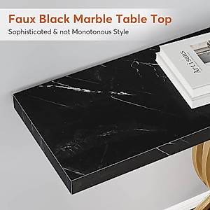 Tribesigns Gold Entryway Table, Modern 39-Inch Console Table Accent Table with Geometric Metal Legs, Faux Marble Narrow Wood Sofa Table Foyer Table for Entrance, Living Room (Gold & Black)