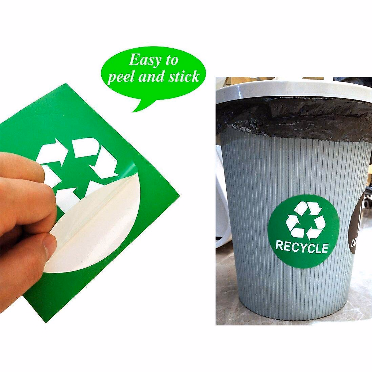 Recycle Sticker Trash Bin Label 8 Pack-4"x4"-Waterproof Organize & Coordinate Garbage Waste from Recycling Indoor & Outdoor,Great for Metal Aluminum Steel or Plastic Trash Cans,Use at Kitchen &Office