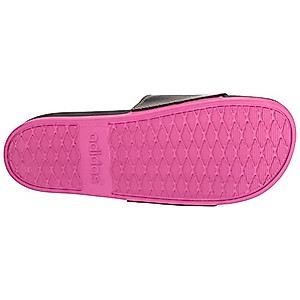 adidas Women's Adilette Comfort Slides Sandal, Black/Lucid Fuchsia/Gold Metallic, 10