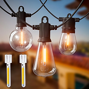 4 Pcs LED Edison Bulb Filament, 1W Bulb Replacement Spare Plug in 2700K Warm White for Outdoor String Lights, S14, ST38, G40