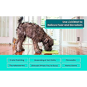 Lickimat Classic Dog Slow Feeders, Lick Mat, Boredom Anxiety Reduction; Perfect for Food, Treats, Yogurt, Peanut Butter. Fun Alternative to Slow Feed Dog Bowl! (Green & Turquoise, Soother & Buddy)