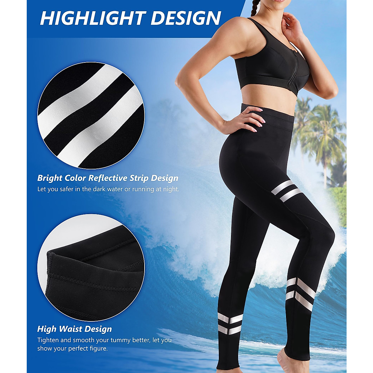 CtriLady Women's Wetsuit Long Pants,1.5mm Neoprene Pants Wetsuit Legging Keep Warm for Swimming Surfing Diving Kayaking（M,Black