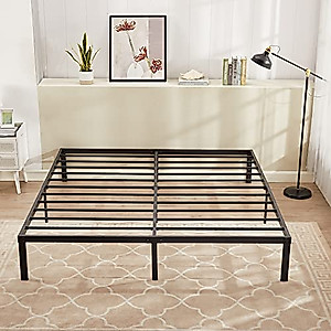 VECELO 14" King Metal Platform Bed Frame,Heavy Duty Steel Slat/Easy Assembly Mattress Foundation/No Box Spring Needed