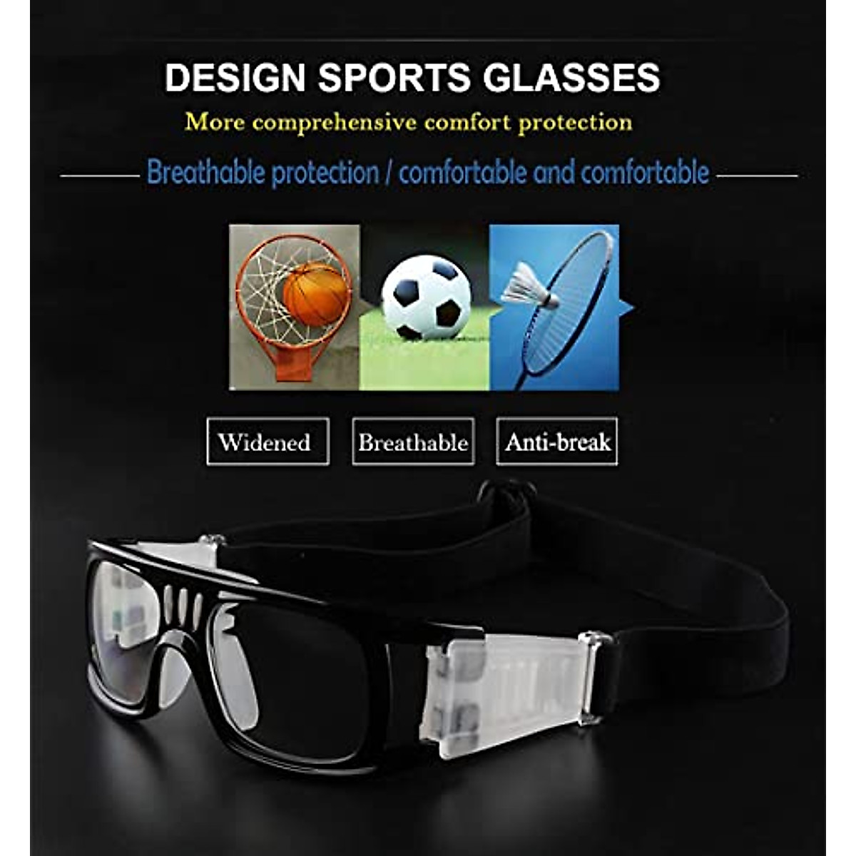 SHEEN KELLY Professional Sports Goggles Protective Safety Goggles Basketball Glasses for Men with Adjustable Strap for Basketball Football Volleyball Hockey Rugby
