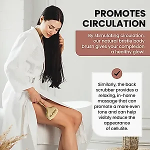 Since 1869 Hand Made in Germany - Smooth 100% Boar Bristle Body Brush, Gently Exfoliates Skin for a Softer, Smoother Complexion, Dry Brush Body Scrubber Promotes Circulation for a Healthy Glow