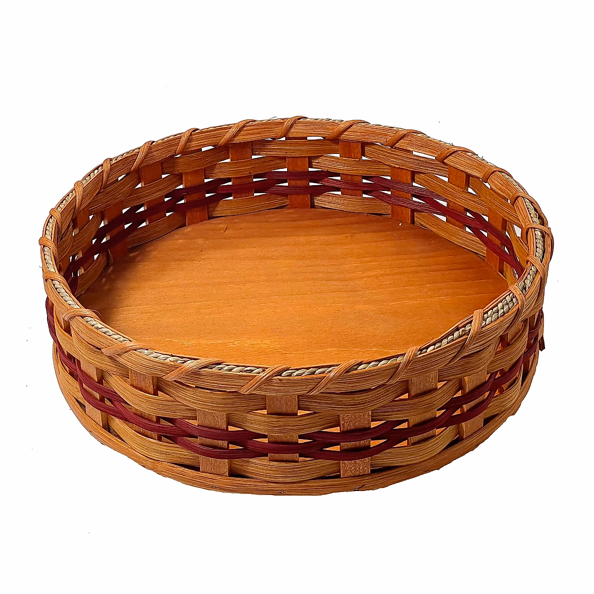 AMISH BASKETS AND BEYOND Amish Tabletop Lazy Susan 12" Oak Storage Basket (Green)