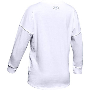 Under Armour Wordmark Branded Long-sleeve Shirt, White (100)/Mod Gray, Youth Small