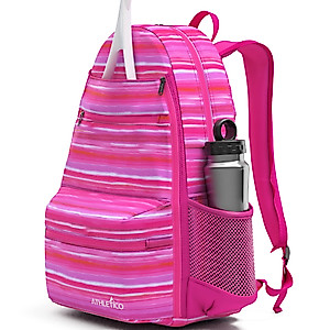 Athletico City Tennis Bag - Tennis Backpack for Men & Women Holds 2 Tennis Rackets and Shoes - Tennis Bags With Racquet Holder For Tennis, Pickleball, Squash & Badminton - Tennis Bags for Women (Pink)