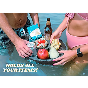 Polar Whale Floating Mini Bar Drink Holder Refreshment Table Tray for Pool Beach Party Float Lounge Durable Foam 17 Inches Large 7 Compartments UV Resistant