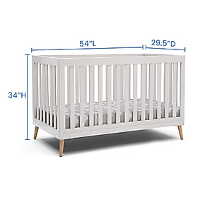 Delta Children Essex 4-in-1 Convertible Baby Crib, Bianca White with Natural Legs