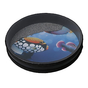 Yibuy Sound Drum Percussion Wave Bead Ocean Hand Drum with Hardwood Sea Drum Musical Instrument Percussion 253mm/9.96inch (Diameter) for Party