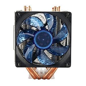 CPU Cooler Dual Fan PC Heatsink， LED Fan Computer CPU Air Cooling Cooler Radiator，Universal Socket Solution