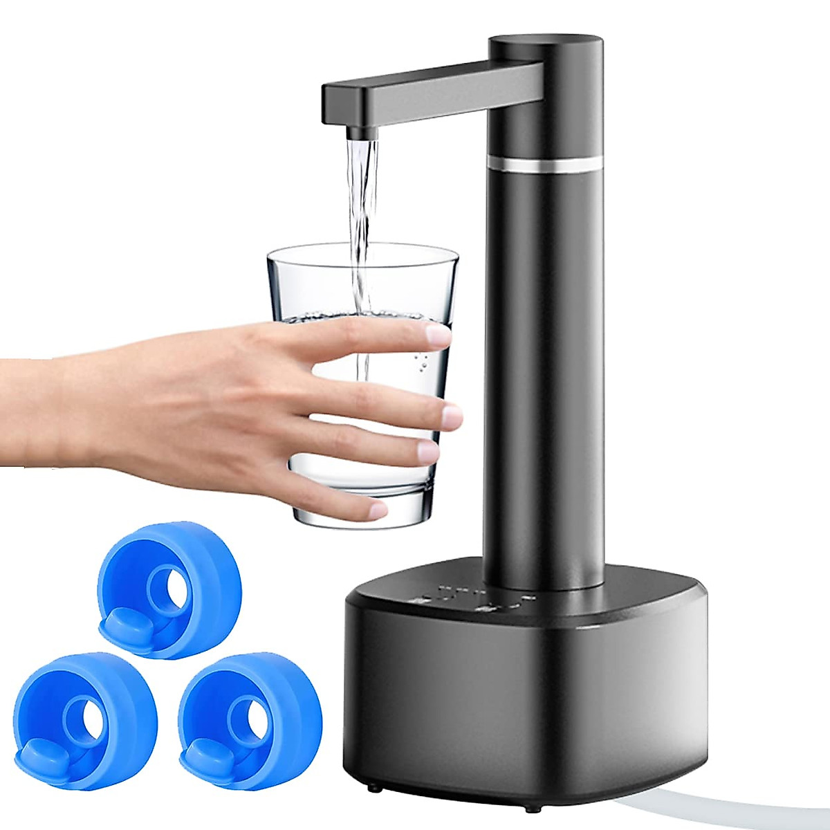 Desktop Water Dispenser for 5 Gallon Bottle, Electric Water Pump Portable USB Charging with 3 Water Jug Cap for Home, Office, Outdoor, Automatic Drinking Water Dispenser