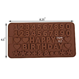 2PK A to Z Letters +Happy Birthday/Numbers/Symbols Mold Chocolate Fondant Decorating Silicone Tray