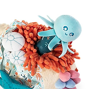 Miniland Sensorial Reef. Plush Rattle Toy for Infant and Toddlers with Many Different Sensory Stimulations. Fully Washable for Baby Teething. 2023 Toty Finalist
