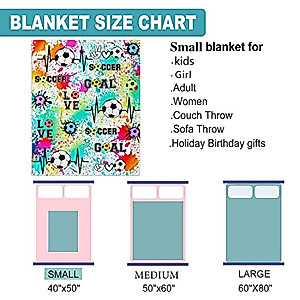 Soccer Blanket Super Soft Flannel Soccer Throw Blanket for Girls Women Kids Adults Soccer Lover Gifts 50"X40"