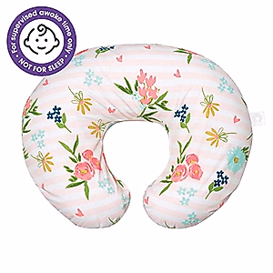 Boppy Original Support Nursing Pillow, Pink Floral Stripe, Ergonomic Breastfeeding, Bottle Feeding, and Bonding, Firm Hypoallergenic Fiber Fill, Removable Cover, Machine Washable