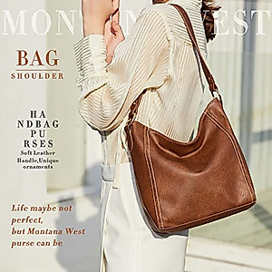 Montana West Purses for Women Vegan Leather Shoulder Purses and Handbags Hobo Bags for Women B2B-MWC-070BR