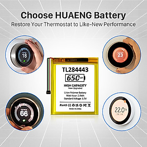 TL284443 Battery, 650mAh (2024 Upgraded) High Capacity Li-ion Polymer Replacement Battery for Nest Learning Thermostat 2nd 3rd, fit T3007ES,T3008US, T4000E Smart Home Battery with Repair Tool Kits
