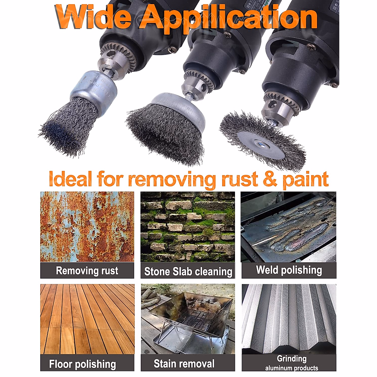 Rocaris 40 Pack Carbon Steel Wire Wheel Brush with 1/4-Inch Hex Shank, Cup Brush, Wheel Brush, Pen Brush Set, for Rust Removal, Corrosion and Scrub Surfaces