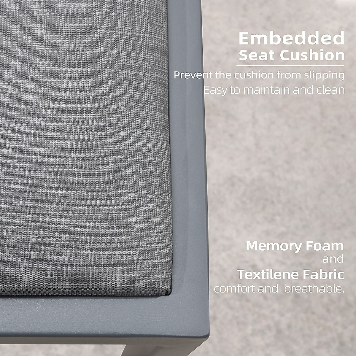 PURPLE LEAF Bar Stool Set of 4 Outdoor Rattan Bar Chair Aluminum Bar Height Stool Barstool Dark Grey