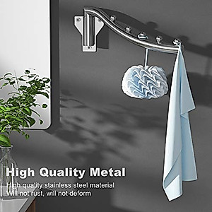 Clothes Drying Rack Folding Wall Mount, Wall Mounted Swivel Clothes Drying Rack, Stainless Steel Heavy Duty Laundry Hangers Wall Clothes Rack with Swing Arm Foldable Closet Storage Organization, 2 PCS