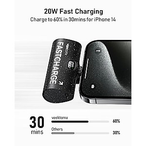 VEEKTOMX Small Portable Charger for iPhone, Fast Charging Power Bank Mini 5000mAh PD Battery Pack Compatible with iPhone 14/14 plus/14 Pro Max/13/13Pro Max/12/12Mini/11/XR/XS/X/8/7 Travel Essentials