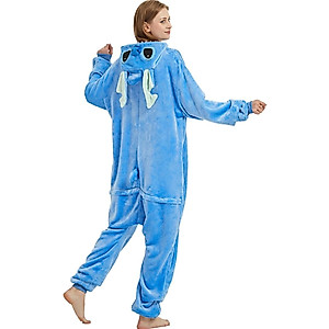 MWLOVER Adult Stitch Onesie Halloween Unisex Animal Costume Cosplay Pajamas Jumpsuit(Small)