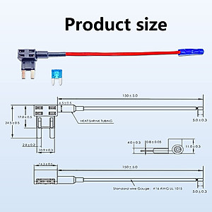 Jawmoy Pack-5 Car Fuse Adapter, 12V Add-a-Circuit, Copper Mini Automotive Fuse Connector for Most Cars, Trucks, Boats (Black)