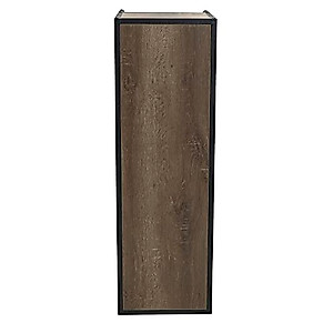 Household Essentials Jamestown TV Stand Coffee Table with Square Cube Storage Compartments Ashwood Rustic Wood Grain and Black Metal