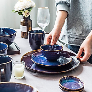 Stylish Dinner Plates,Ceramics Dinner Sets, Plate/Bowl/Mug | 36 Pieces Kiln Glaze Dinnerware - Blue Purple Porcelain Combination Set for Restaurant Family Party Halloween