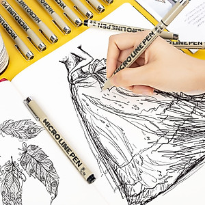 Micro-Pen Fineliner Ink Pens, 12 Pack Black Micro Fine Point Drawing Pens Waterproof Archival Ink Multiliner Pens for Artist Illustration, Sketching, Technical Drawing, Anime, Manga, Scrapbooking