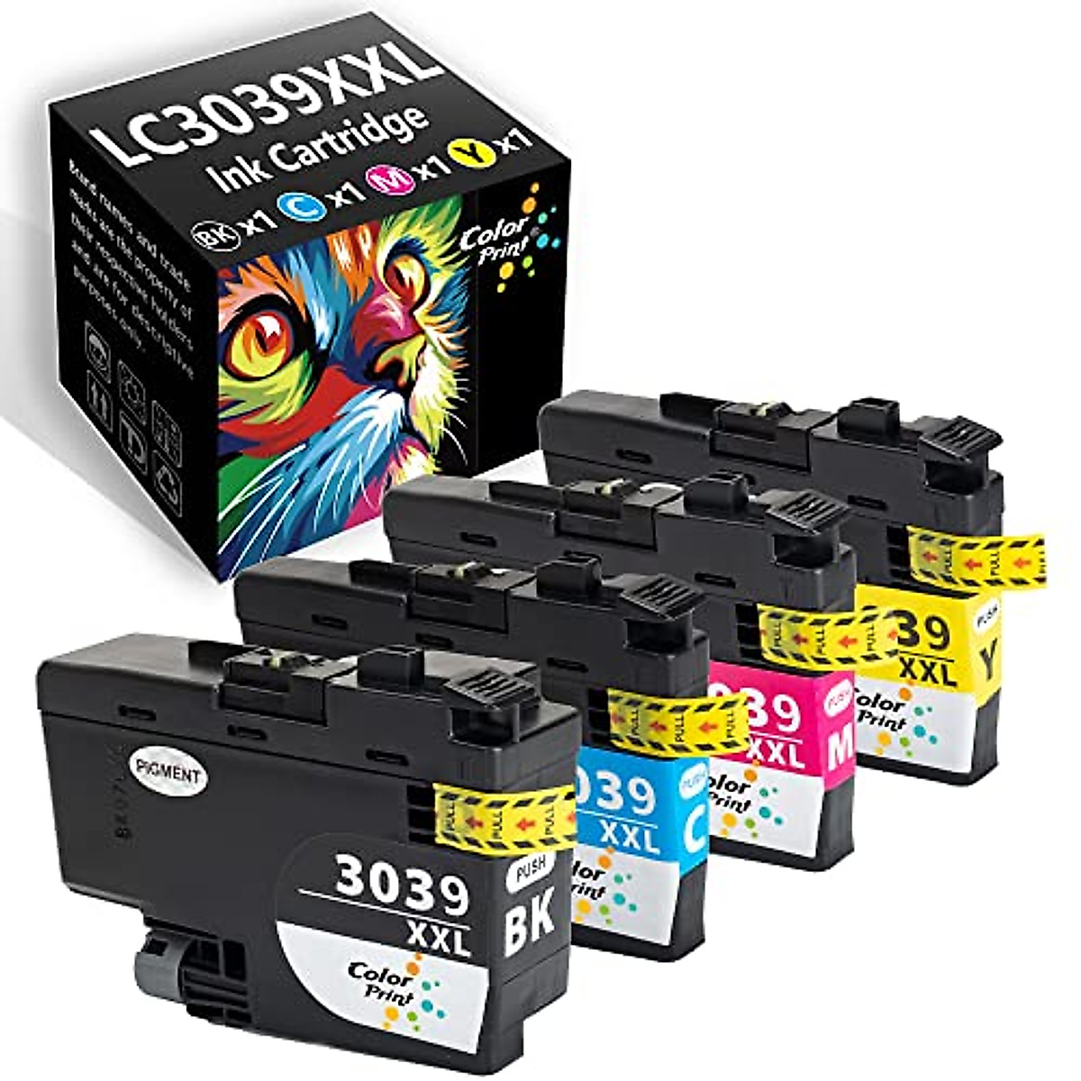 (4-Pack, BCMY) ColorPrint Compatible LC-3039 Ink Cartridge Replacement for Brother LC3039BK LC3039XXL LC3039 XXL Work with MFC-J5945DW MFC-J5845DW MFC-J5845DWXL MFC J6545DW J6545DWXL J6945DW Printer