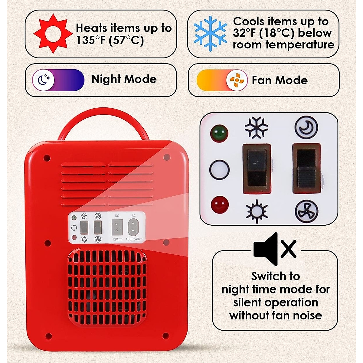 Coca Cola Love 1971 Series Portable 6 Can Thermoelectric Mini Fridge Cooler/Warmer, 4 L/4.2 Quarts Capacity, 12V DC/110V AC for home, dorm, car, Bedroom beverages, snacks, skincare, cosmetics
