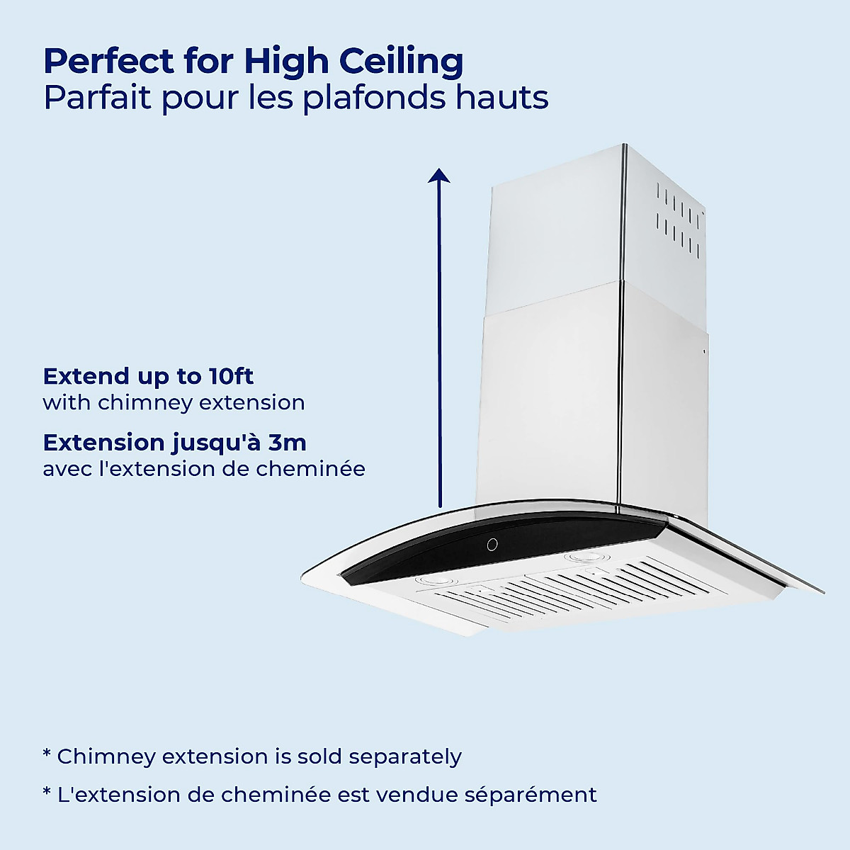 Hauslane | Chef Series Range Hood 30" WM-639 Wall Mount Range Hood | Contemporary Stainless Steel Tempered Glass Stove Ventilation | 3 Speed, Touch Control, Baffle Filters| Vented or Ductless