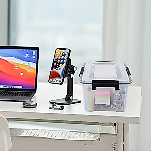 Rinboat 10L Clear Plastic Storage Box with Lid, Latching Storage Box, Pack of 6