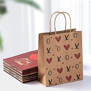 JOYIN 24 Pcs Valentine's Day Paper Gift Bags with Handle 7.5x9 inch, Paper Wrapping Craft Bags for Funny Gifts Novelty Gifts Valentines Day Gift Giving