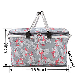 Yuyanbaobei Insulated Lunch Bag for Men and Women,(16.5 X 9 X 9 inch ) Lunch Box Water-resistant and Reusable, Insulated Lunch Box Soft Cooler Cooling Tote, for Lunch, Beach, and Picnic(Flamingo)
