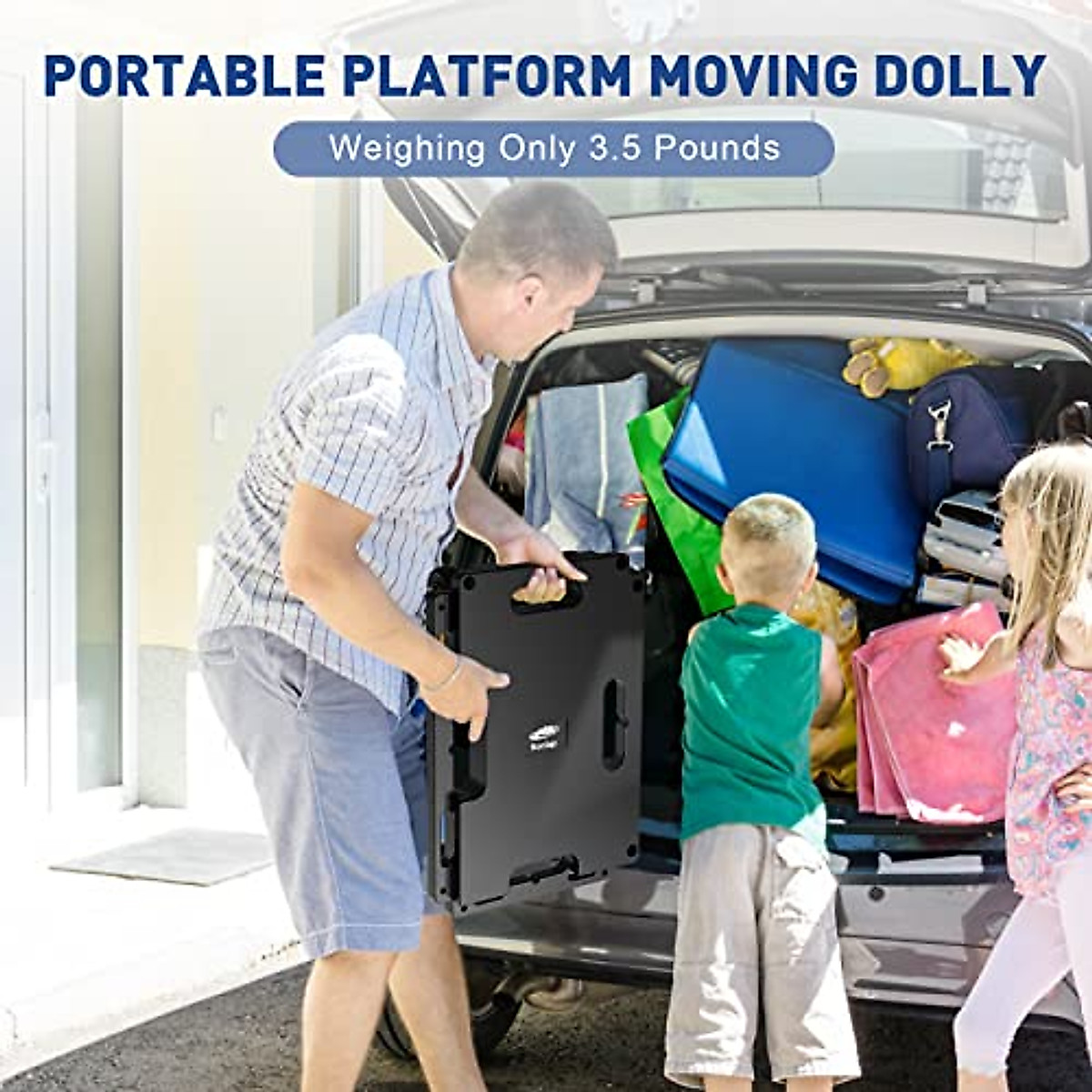 Ronlap Furniture Dolly for Moving, Furniture Moving Dolly 4 Wheels Heavy Duty Small Flat Dolly Cart with Wheels Furniture Movers Dolly Interlocking Dollies for Moving, 440 Lbs Capacity, 1 Pack, Black