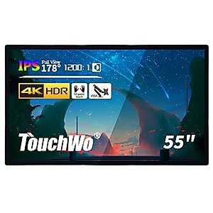 TouchWo 55 inch Interactive Touchscreen Monitor, Smart Board with 4K Display, Win-10 Electronic Whiteboard Touch Screen PC for Office and Classroom, Core i3 RAM 4G & ROM 128G