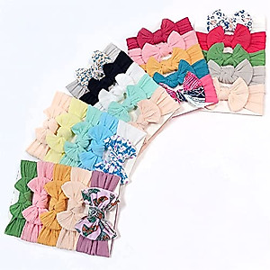 5pcs Toddler Hair Accessories Baby Girls Stretch Solid Floral Knotted Headwear Pull On Plain Cute (PK1, One Size)