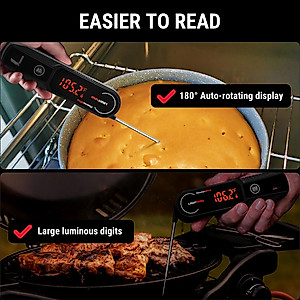 ThermoPro Lightning One-Second Instant Read Meat Thermometer, Calibratable Kitchen Food Thermometer with Ambidextrous Display, Waterproof Cooking Thermometer for Oil Deep Fry Smoker BBQ Grill