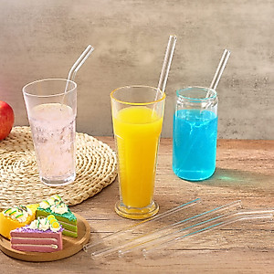 [12 Pcs] Reusable Glass Straws Shatter Resistant - 11" x 8mm and 9" x 8mm Each Including 3 Straight and 3 Bent with 2 Cleaning Brush Perfect for 30 oz and 20 oz Tumblers Juice Coffee Cocktail Tea