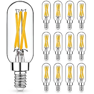 Mlambert 12 Pack E12 LED Edison Bulb,4W Equal 40W e12 Candelabra Bulb 2700K,Dimmable T6 T25 LED Bulb,E12 Bulb,Small Bulb for Chandelier,not E26 Base