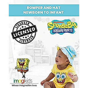 SpongeBob SquarePants Newborn Baby Boys Romper and Hat Yellow/Blue 0-3 Months