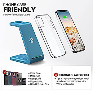 CUCICU Wireless Charger, 3 in 1 Wireless Charging Station Compatible with iPhone 14/13 Pro/13/12/11/Pro/SE/XS/XR/8 Plus,Fast Wireless Charging Stand Dock for Apple Watch, Airpods 3/2/Pro(w/Adapter)
